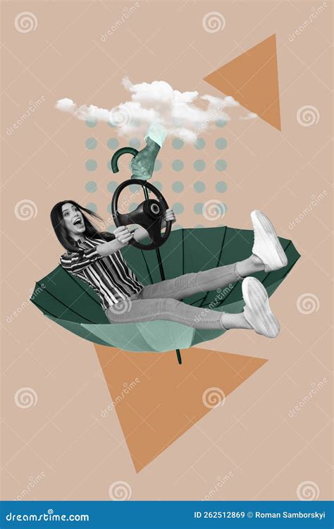 Collage Vertical De Afiches De Mano Sujetador Señora En Pararsol Efecto