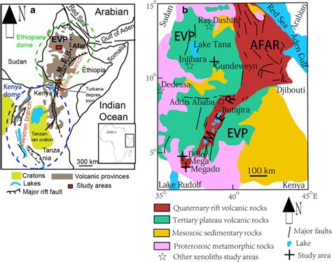 A Simplified Map Showing The Distribution Of Volcanic Rocks In Ethiopia