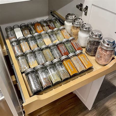 Spice Drawer Organizer Tier Slanted Clear Acrylic Expandable In