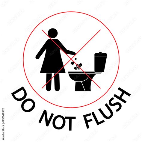 Vetor Do Stock Do Not Flush Icon Woman Throws Sanitary Towels In The