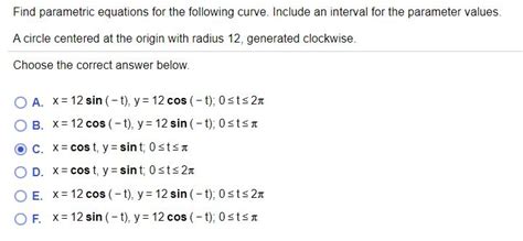 solved find parametric equations for the following curve
