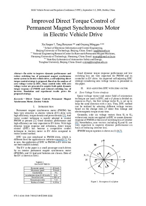 pdf improved direct torque control of permanent magnet synchronous motor in electric vehicle