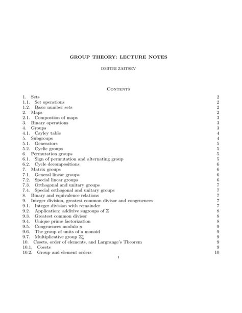 group theory lecture notes contents 1 sets