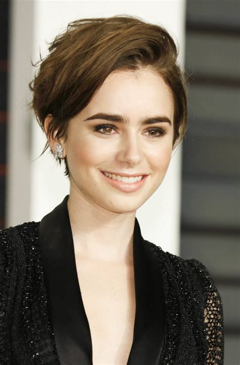 Lily Collins Side Swept Pixie