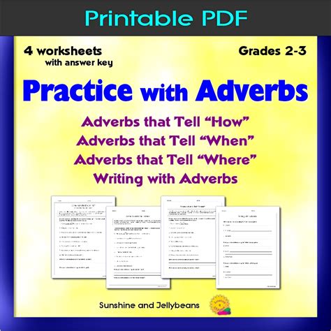 Types Of Adverbs Where When How 5 Practice Worksheets Grades 3