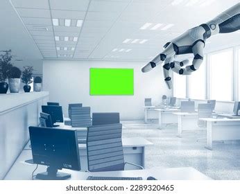 Robot Hand Pointing Index Finger Touching Stock Illustration 2289320465