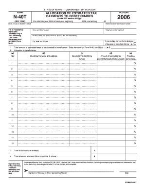 Fillable Online Form N T Rev Allocation Of Estimated Tax