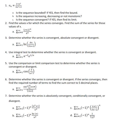 solved 2 n2 1 an 3n2 2 a is the sequence bounded if