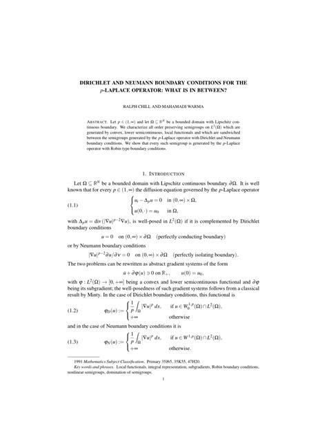 pdf dirichlet and neumann boundary conditions for the p laplace operator what is in between