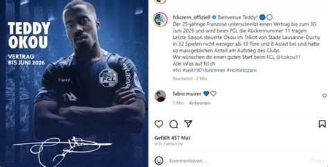FC Luzern Teddy Okou 25 Wechselt Zu Den Innerschweizern