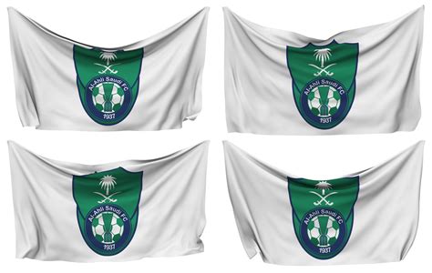 Al Ahli Saudi Football Club Pinned Flag From Corners Isolated With