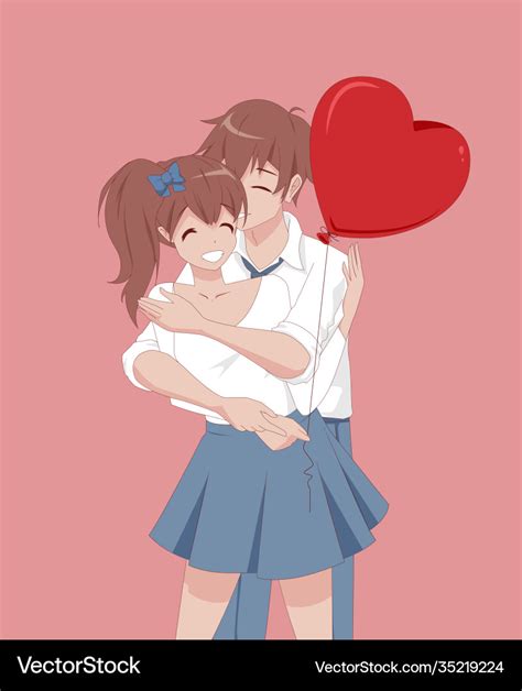 Anime Boy And Girl Hugging In Love