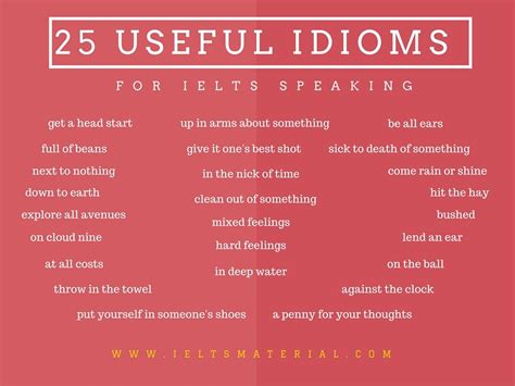 25 Useful Idioms To Help You Score Band 8 For IELTS Speaking Ielts