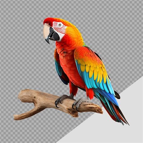 Loro Guacamayo En Una Rama Aislado En Un Fondo Transparente Png