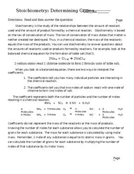 Basic Introduction To Stoichiometry W S By David Gleason TPT