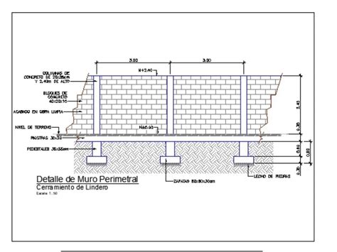 Muro Perimetral Dwgdibujo De Autocad Muro Perimetral Muros Plano The