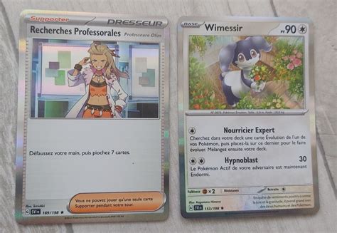 2 cartes Pokémon Holo et rare écarlate et violet Wimessir et