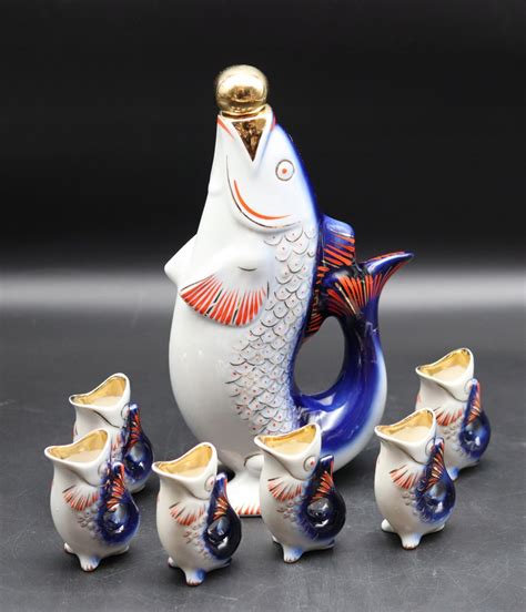 Porcelanowa Karafka Z Kieliszkami Ryba 6 1 13519947872