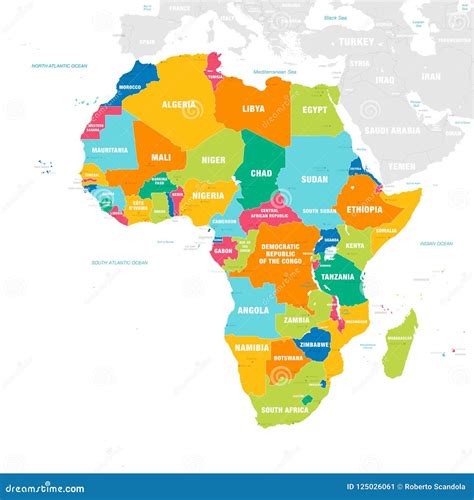 Colorful Vector Map Of Africa Stock Vector Illustration Of Morocco