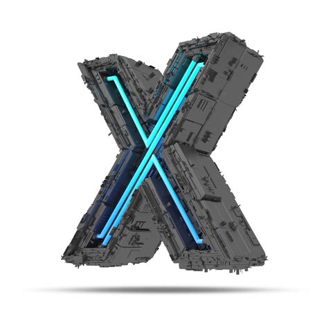 3d Spaceship Alphabet With Neon Light Effect 3d Rendering 24911923 PNG