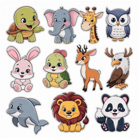 Colección de pegatinas de animales de dibujos animados de estilo Disney