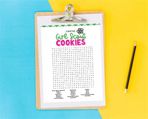 Girl Scout Cookie Word Search Puzzle Etsy