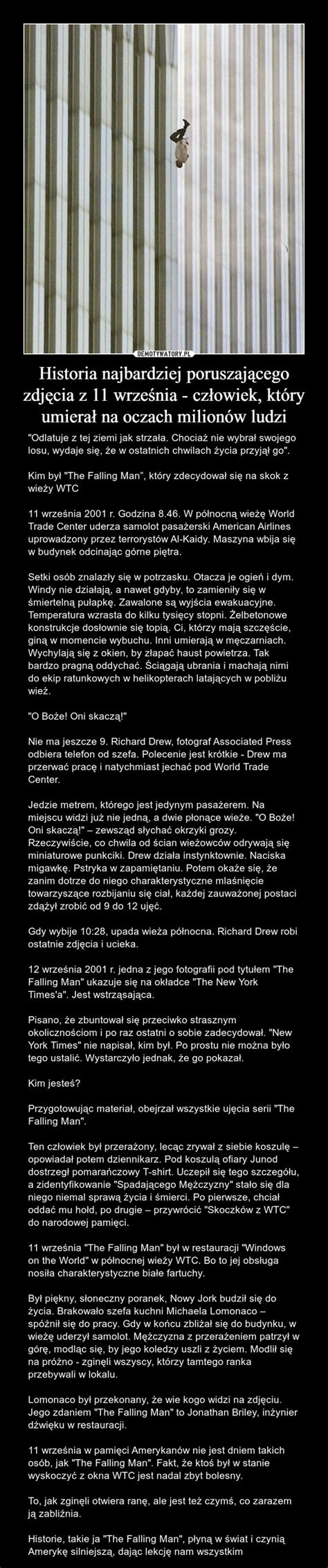 Historia najbardziej poruszającego zdjęcia z 11 września człowiek
