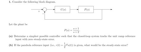 solved 1 consider the following block diagram c s p s