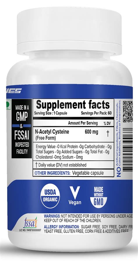 Buy N Acetyl Cysteine NAC 600mg Capsules In India NutriJa