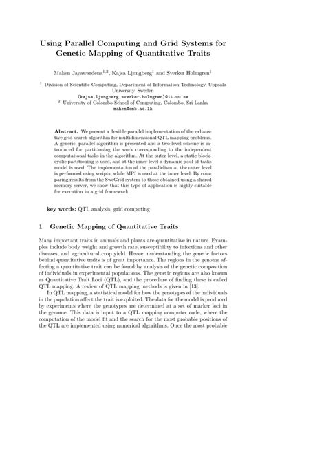 pdf using parallel computing and grid systems for genetic mapping of quantitative traits