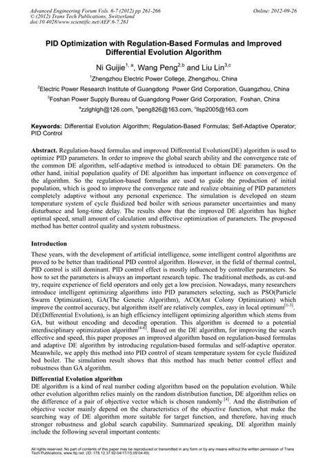 pdf pid optimization with regulation based formulas and improved differential evolution algorithm