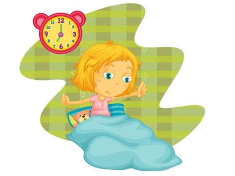 Fille se réveiller le matin 434482 Art vectoriel chez Vecteezy