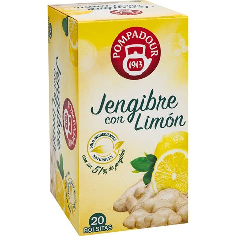 Infusión de jengibre al 51 con limón estuche 20 bolsitas POMPADOUR