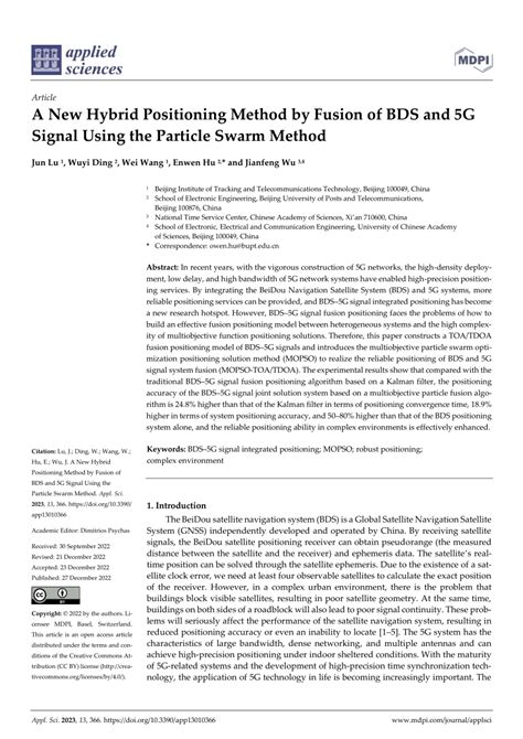 pdf a new hybrid positioning method by fusion of bds and 5g signal using the particle swarm method
