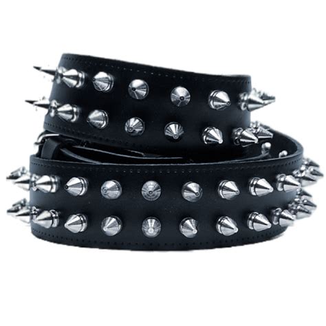 3 Row Pyramid Studded Leather Belt S XL