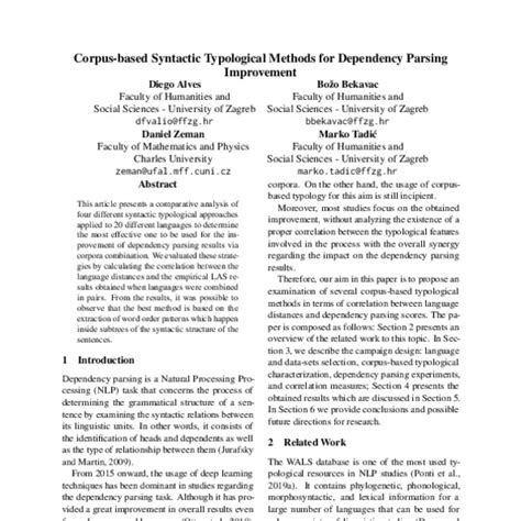corpus based syntactic typological methods for dependency parsing improvement acl anthology