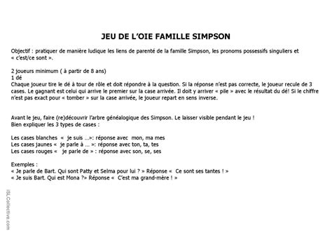 Jeu De L Oie Famille Simpson Fran Ais Fle Fiches Pedagogiques Pdf Doc
