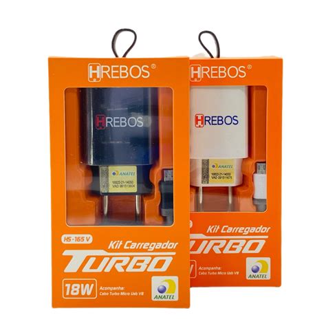 Carregador Completo Micro Usb V Turbo W Hrebos Hs V Importados