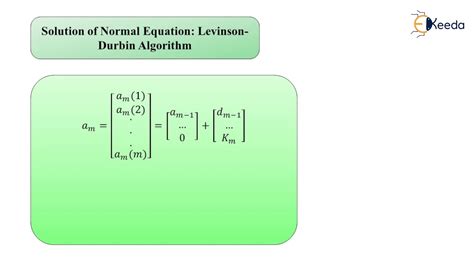 solution of normal equation levinson durbin algorithm youtube