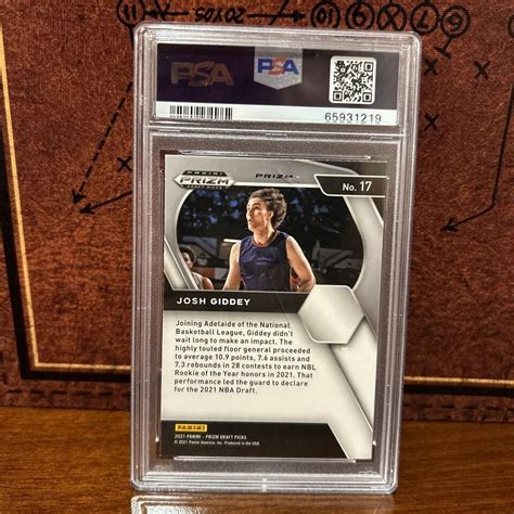 2021 Panini Prizm Draft Picks Sliver Josh Giddey OKC Thunder PSA 9 EBay