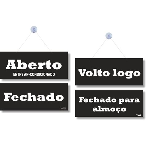 Placa Aberto Fechado Volto logo Fech Almoço Shopee Brasil