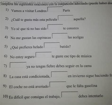 completa las siguientes oraciones con la conjugación adecuada Brainly lat