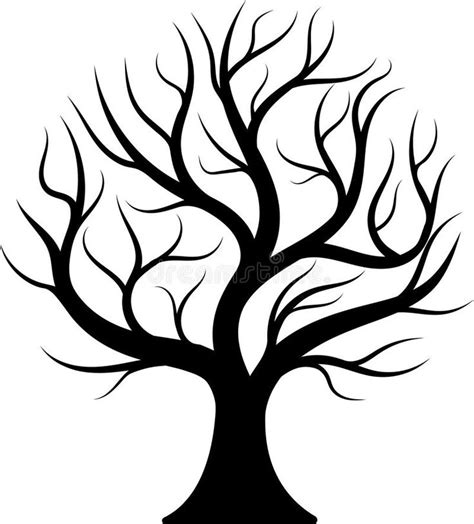 Black Silhouette Bare Tree Vector Illustration Bare Tree Tree