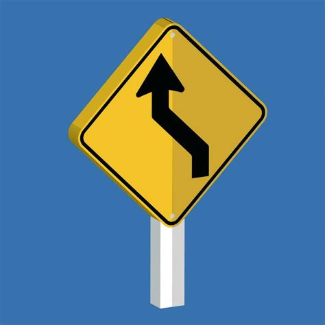Curved Left Traffic Road Sign D Shape Vector Illustration