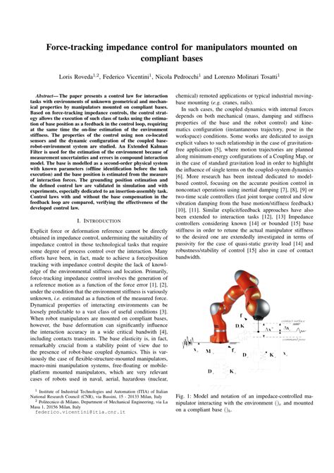 pdf force tracking impedance control for manipulators mounted on compliant bases