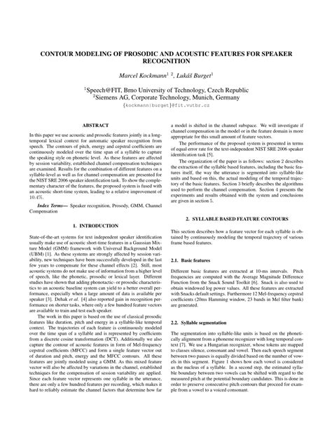 pdf contour modeling of prosodic and acoustic features for speaker recognition