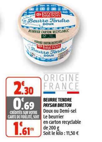 Offre Beurre Tendre Paysan Breton Chez Coccinelle Express