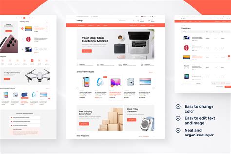 E Shop Electronic E Commerce Website Design UI Template Design
