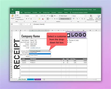 Advanced Receipt Template Excel Google Sheets Convertible PDF