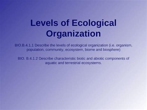 Ppt Levels Of Ecological Organization Bio B Describe The Levels